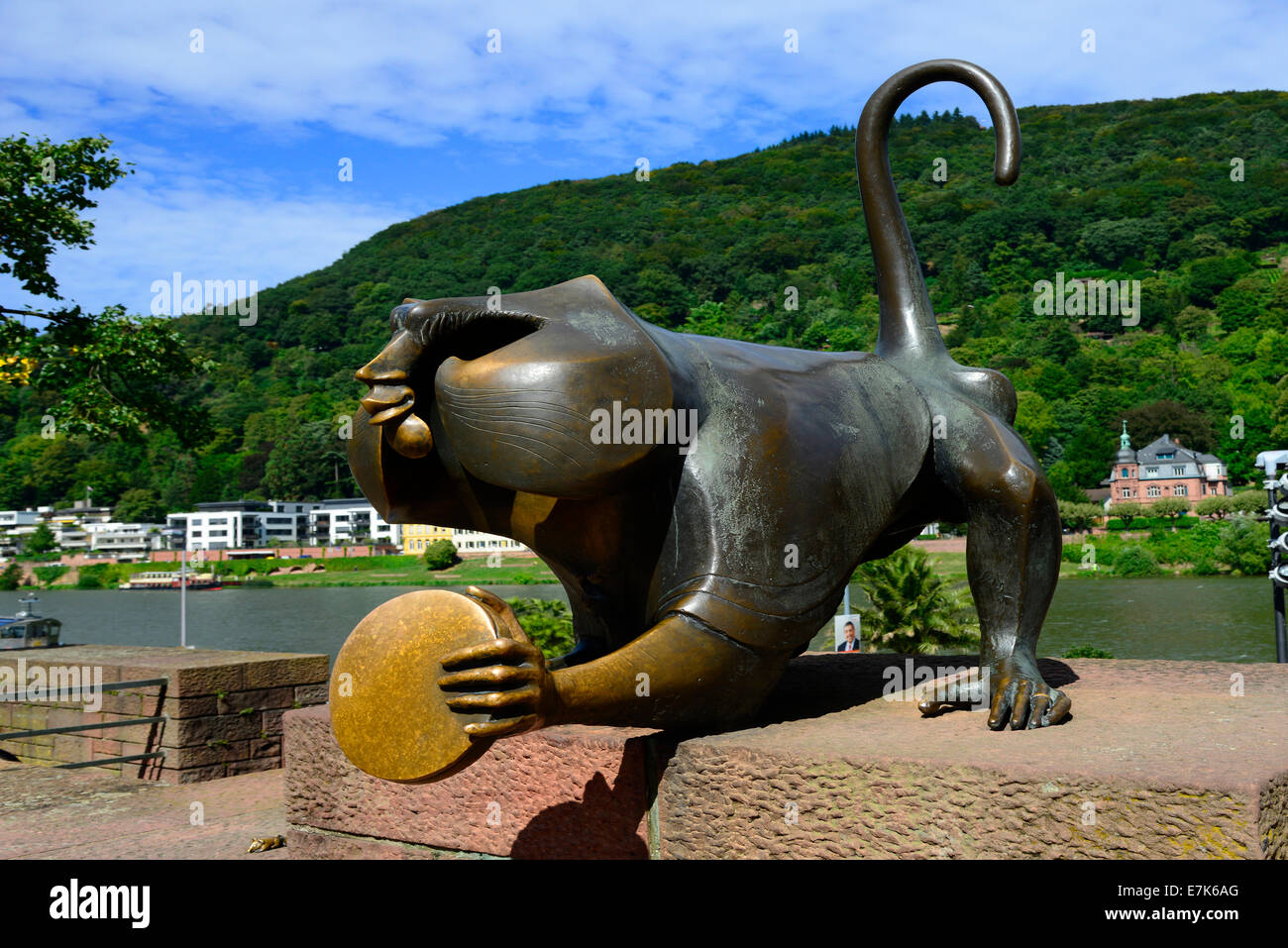 Bridge Monkey Mirror Heidelberg Germany DE Europe Neckar River Stock ...