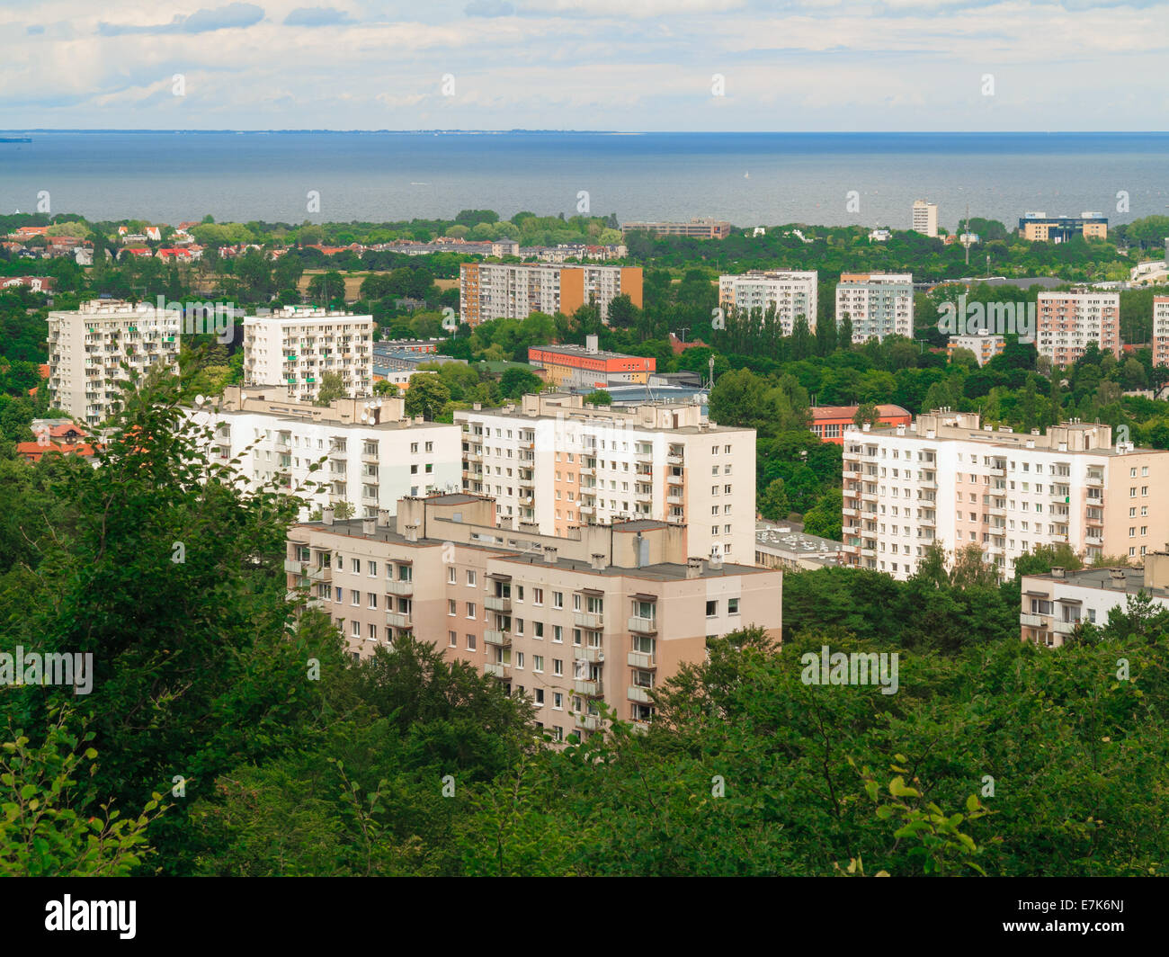 landscape. view from tower of sea and district gdansk danzig polish ...