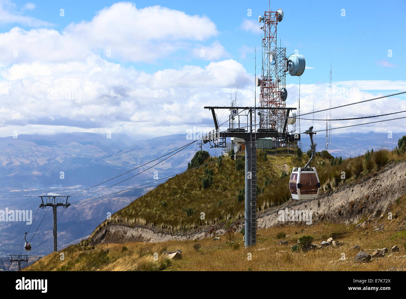 The TeleferiQo ropeway shortly before the uphill station at Cruz Loma ...