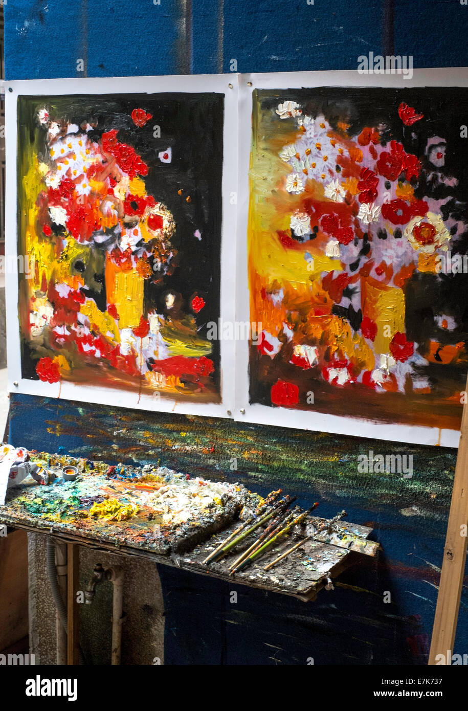 Dafen, China Dafen Art Village.The back streets are filled with works ...