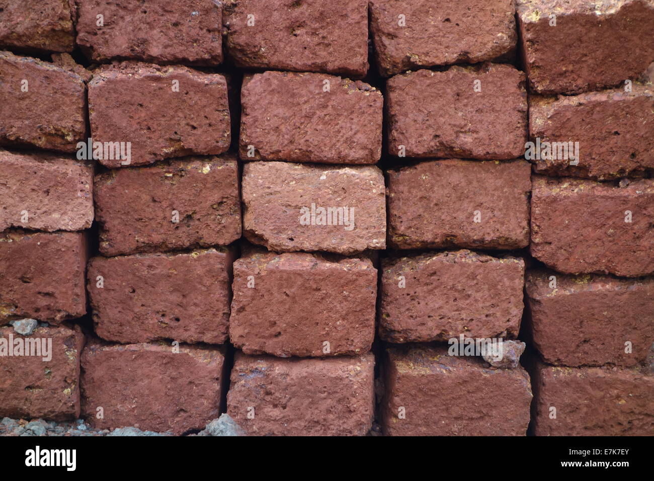 Red bricks stacked Stock Photo - Alamy