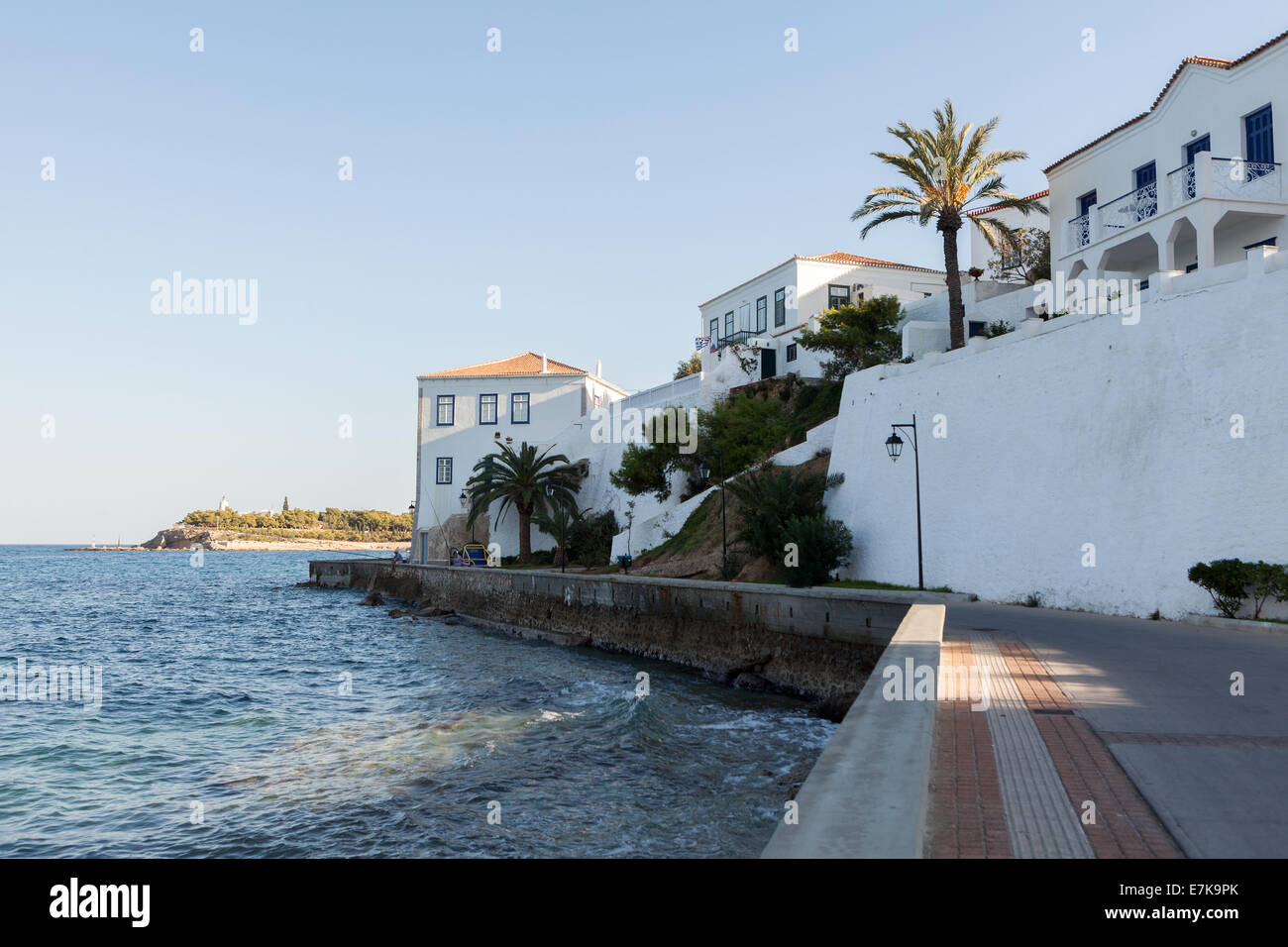 The promenade between Spetses Town on the Greek Island of Spetses and ...