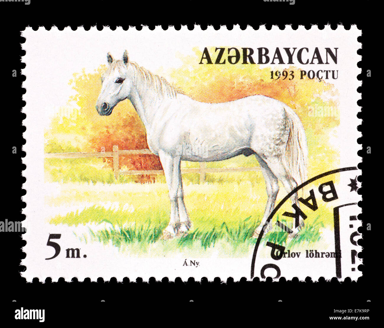 Postage stamp from Azerbaijan depicting an Orlov horse Stock Photo - Alamy