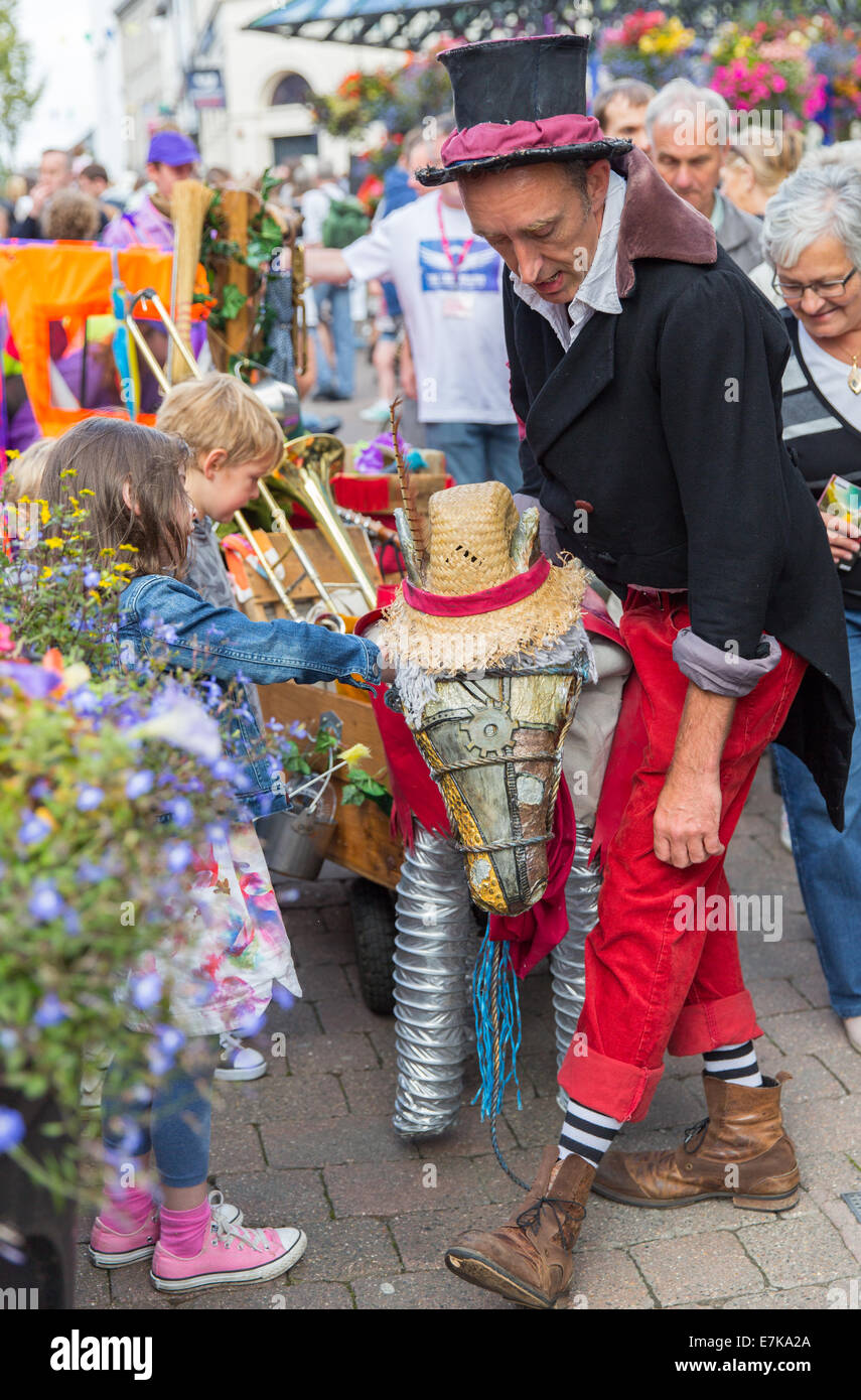 Mr Rags with his puppet pony entertaining children at the Kendal 2014 ...