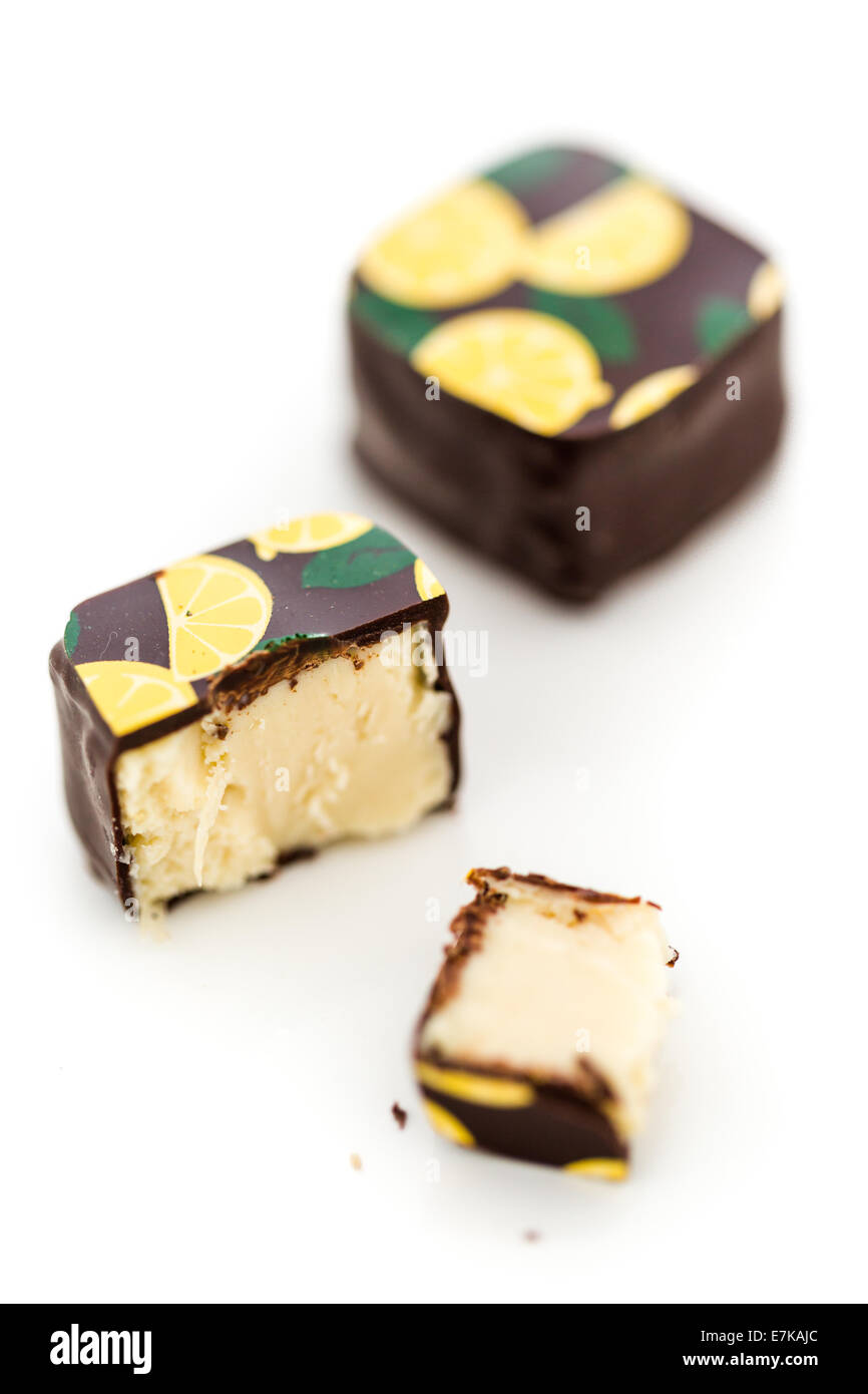 Gourmet lovely lemon truffle on a white background Stock Photo - Alamy