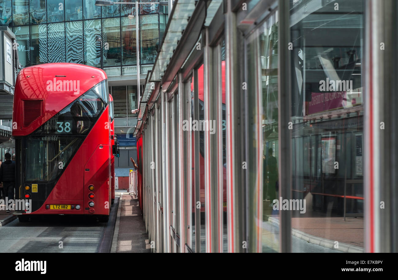 New Bus for London parked on a stand at Victoria Station Stock Photo ...