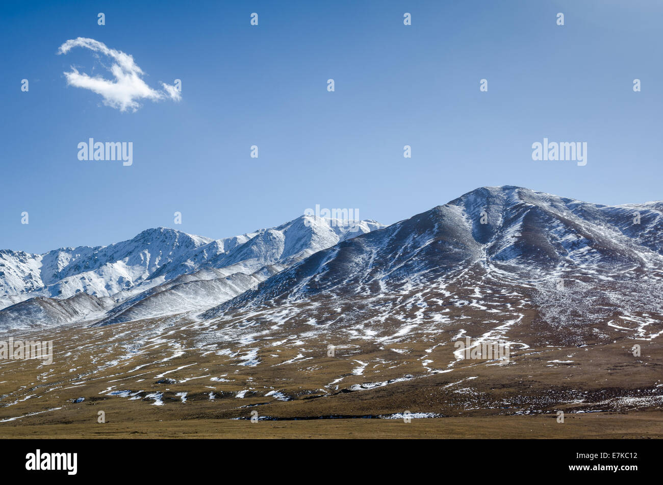 Beautiful snowy Tibetan high mountain landscape at Qinghai province ...