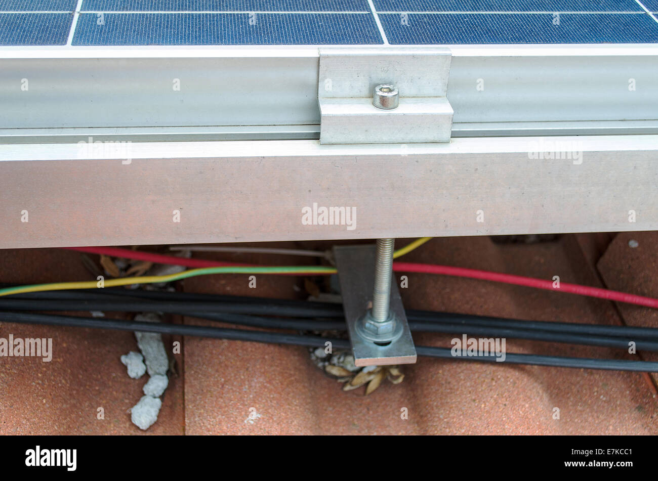 blue solar cell with bolt clamp and nut Stock Photo - Alamy