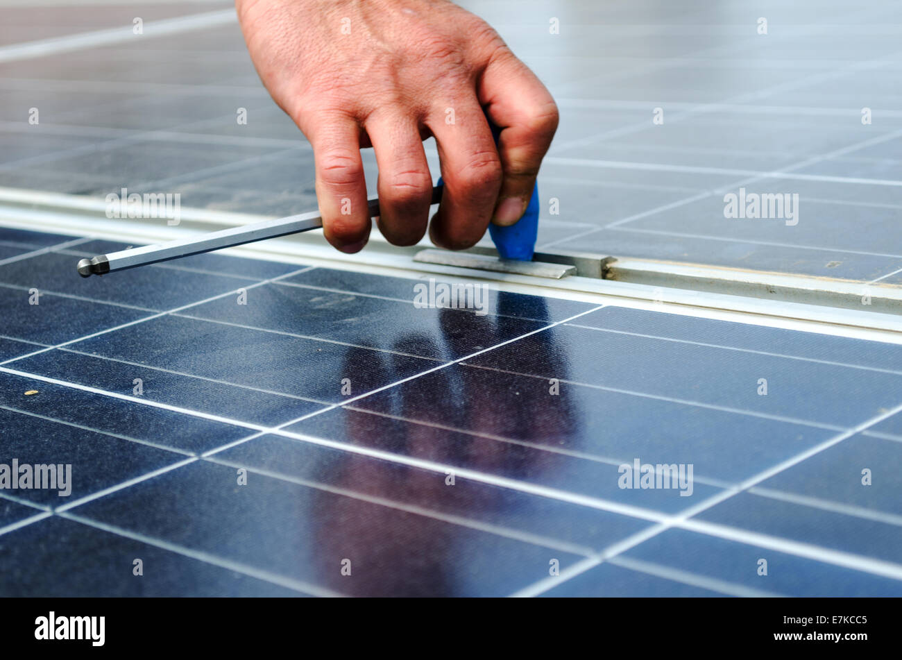 Close up of Solar Panel Clamp Mount Stock Photo - Alamy