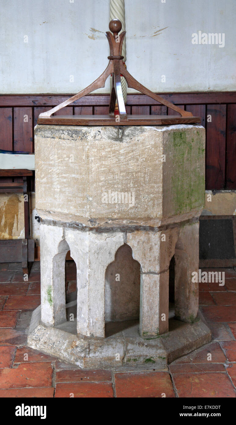 A view of the font in the parish church of All Saints at East Barsham ...
