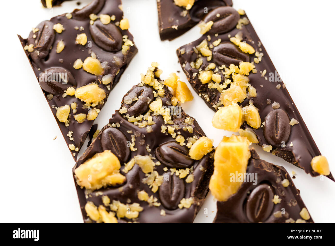 Gourmet coffee toffee chocolate bar on a white background Stock Photo ...