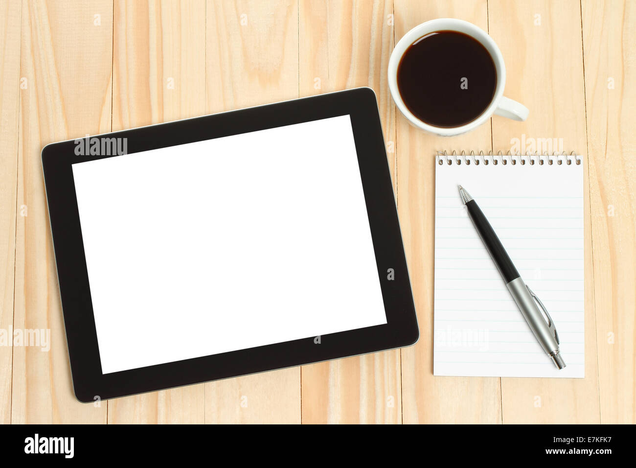Tablet coffee notebook on desk hi-res stock photography and images - Alamy