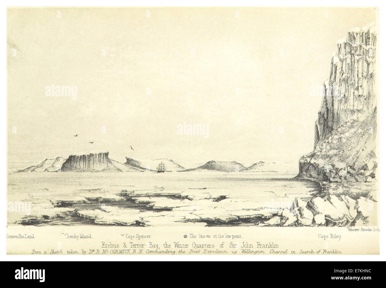 An illustration of Beechy Island, where Sir Franklin's expedition spent ...