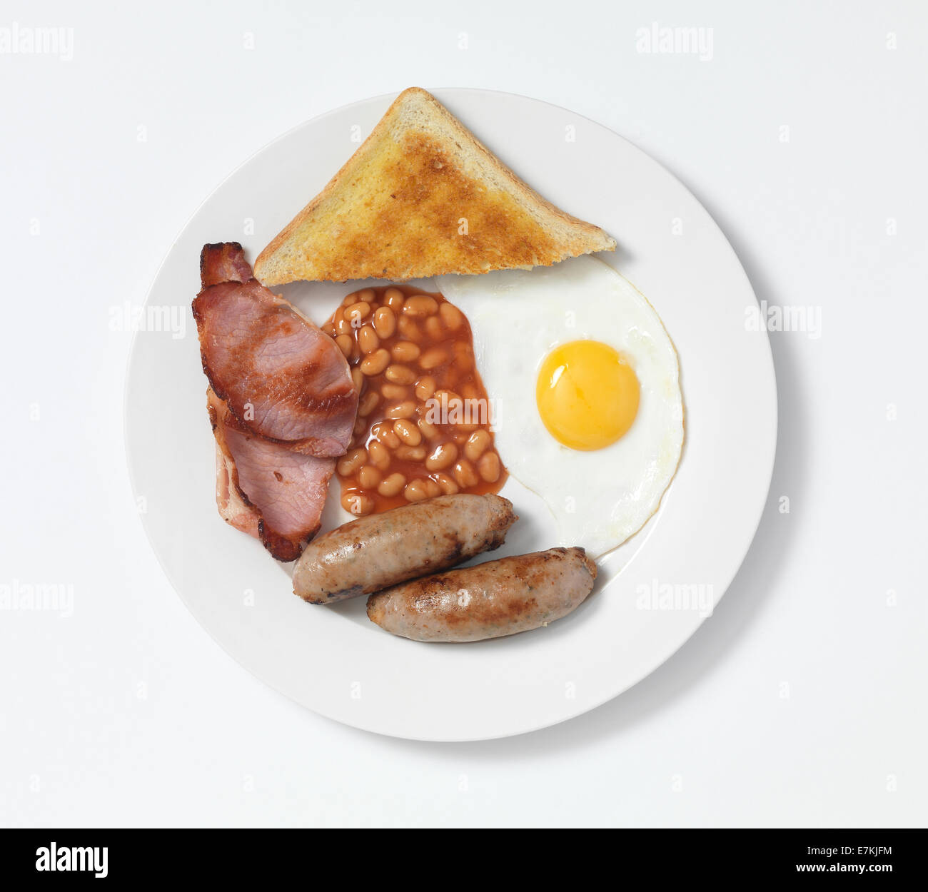 Fried Breakfast on white plate Stock Photo - Alamy