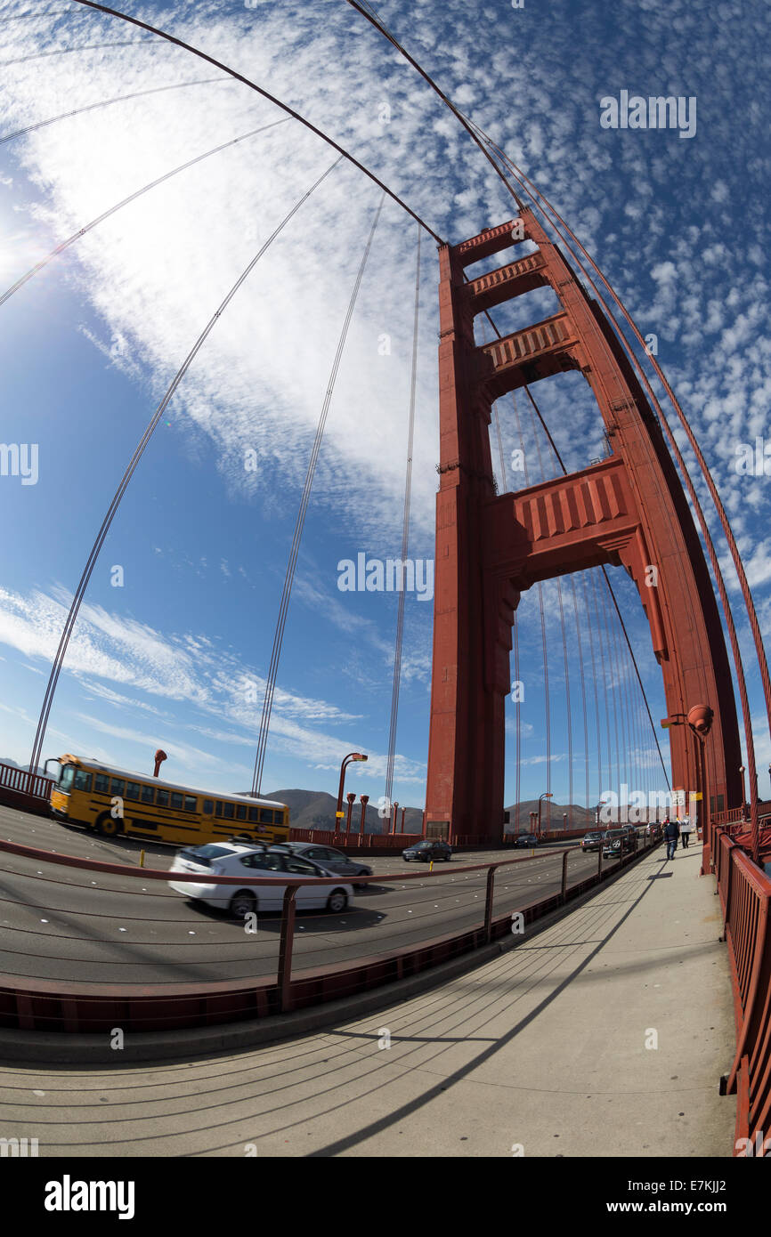 Fisheye view of the Golden Gate Bridge, San Francisco, CA Stock Photo ...