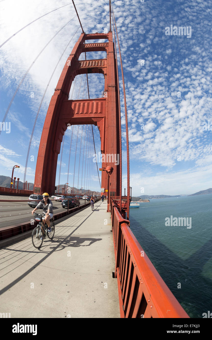 Fisheye view of the Golden Gate Bridge, San Francisco, CA Stock Photo ...