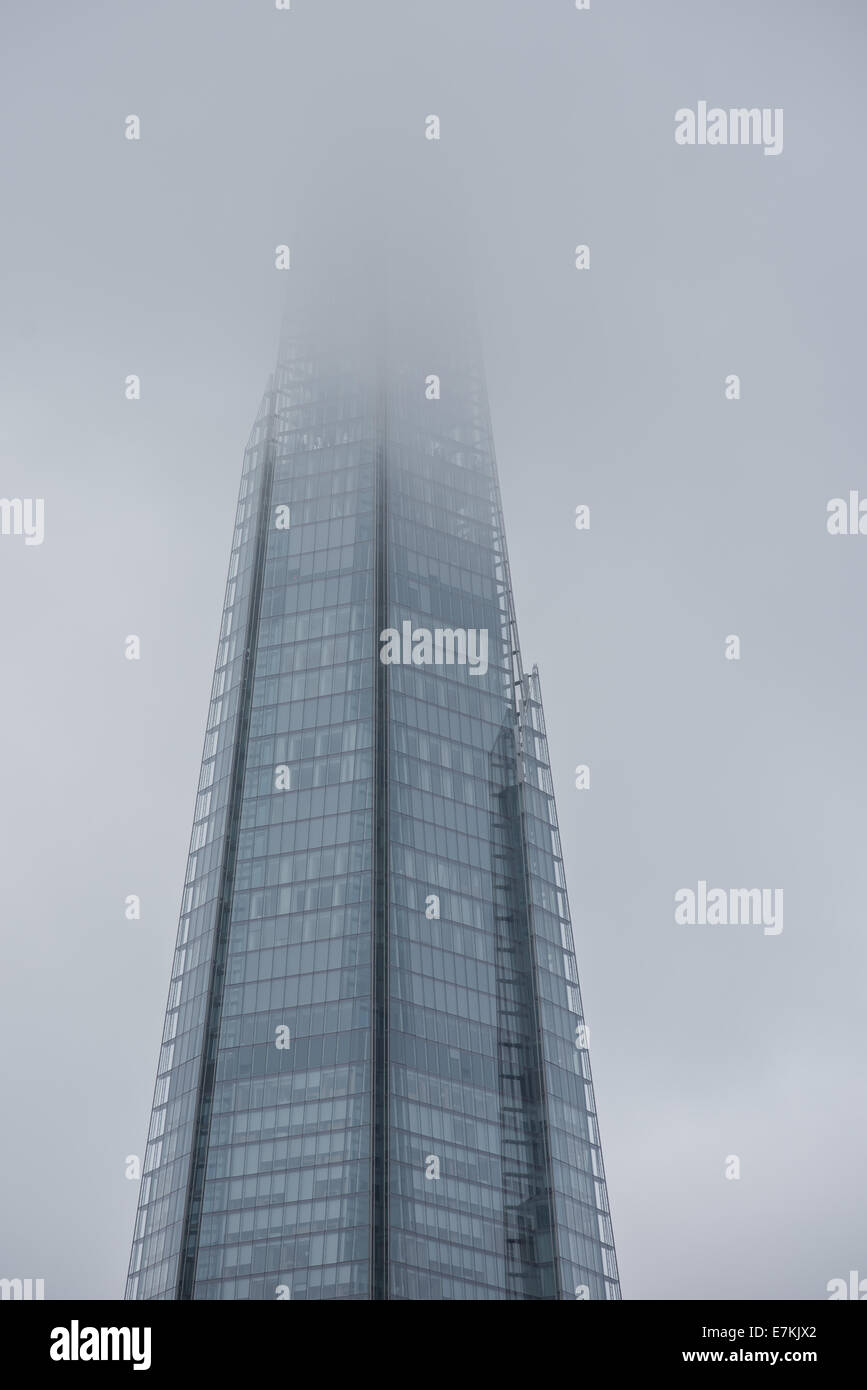London, UK. 20th September, 2014. a view of the top of The Shard from ...