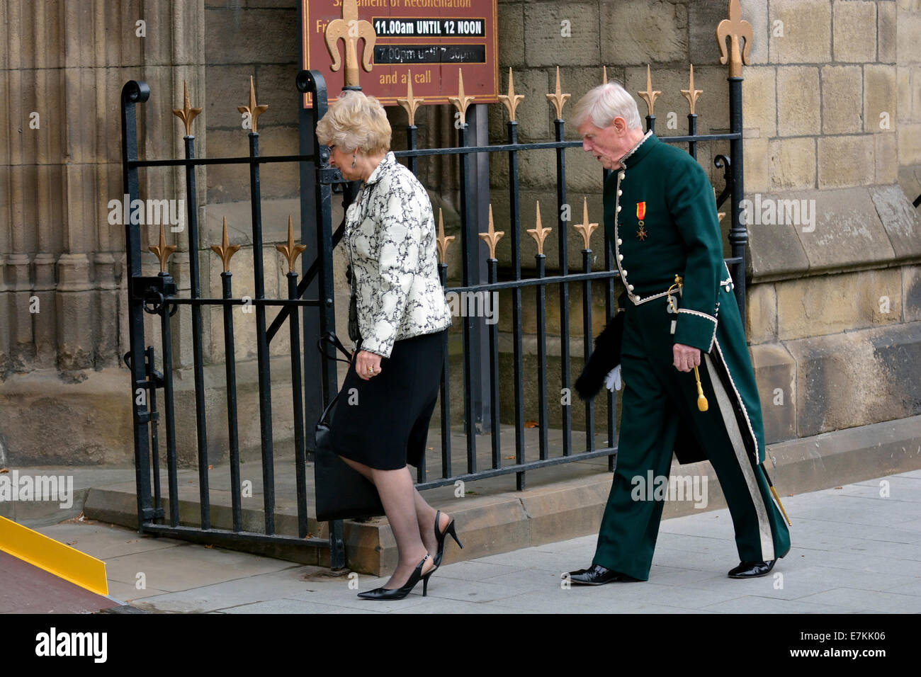 Salford, UK 20th September 2014 A church dignitary arrives at St John's ...