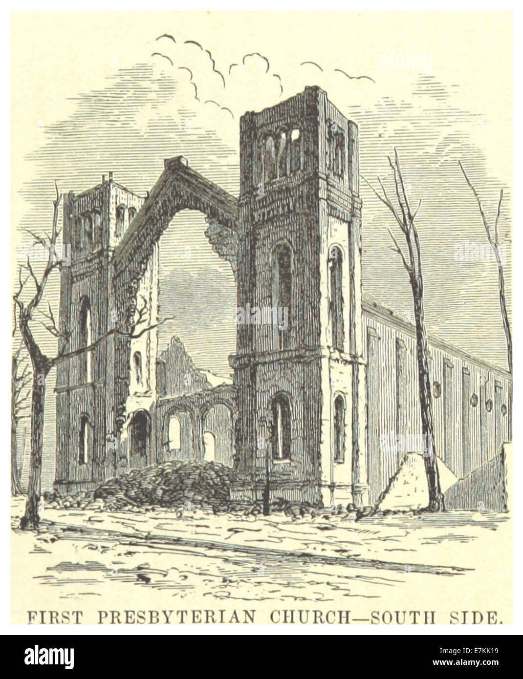 An 1871 sketch by Colbert depicting the South Side of the First ...