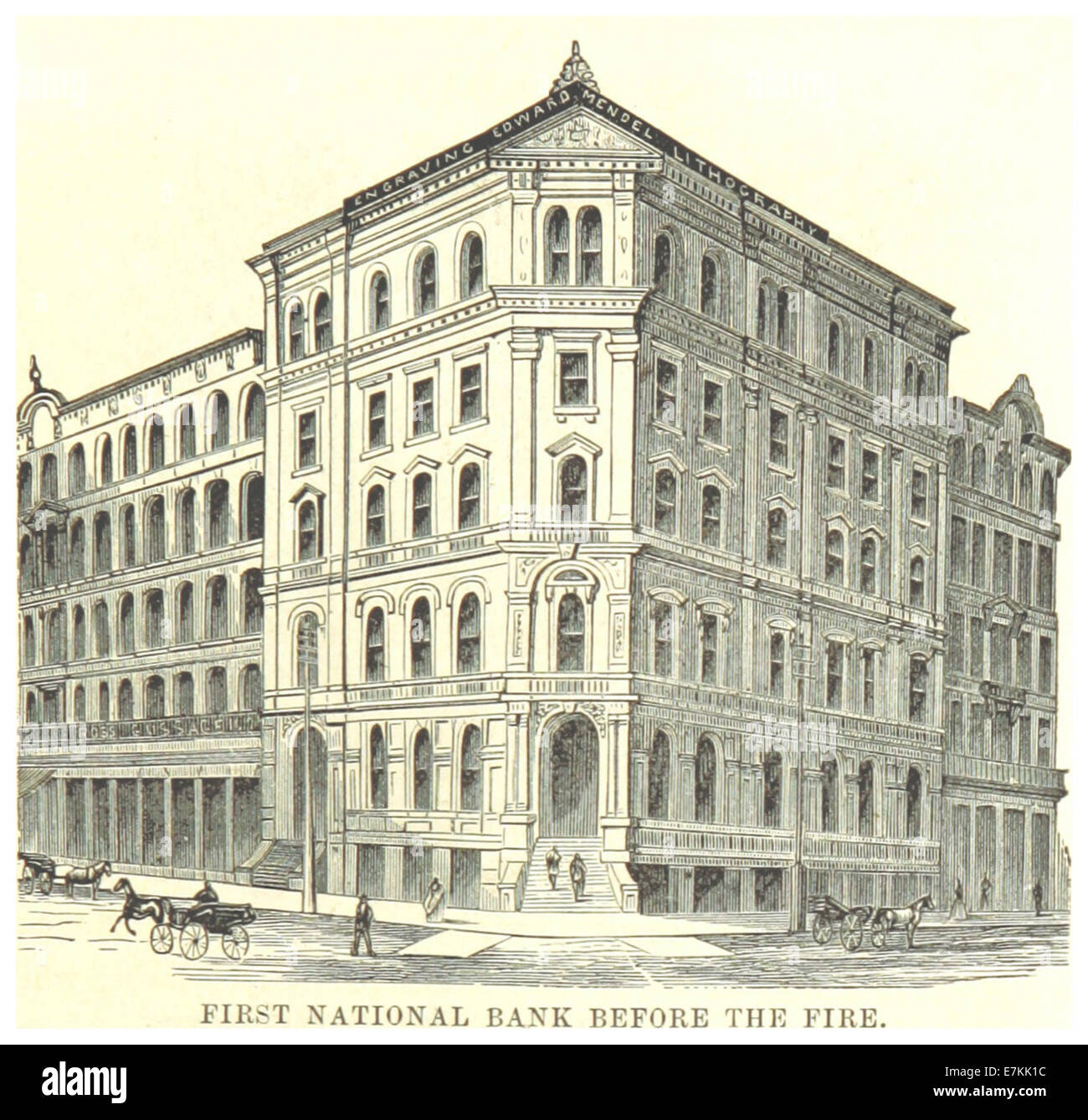 This 1871 sketch by Colbert shows the First National Bank of the U.S ...