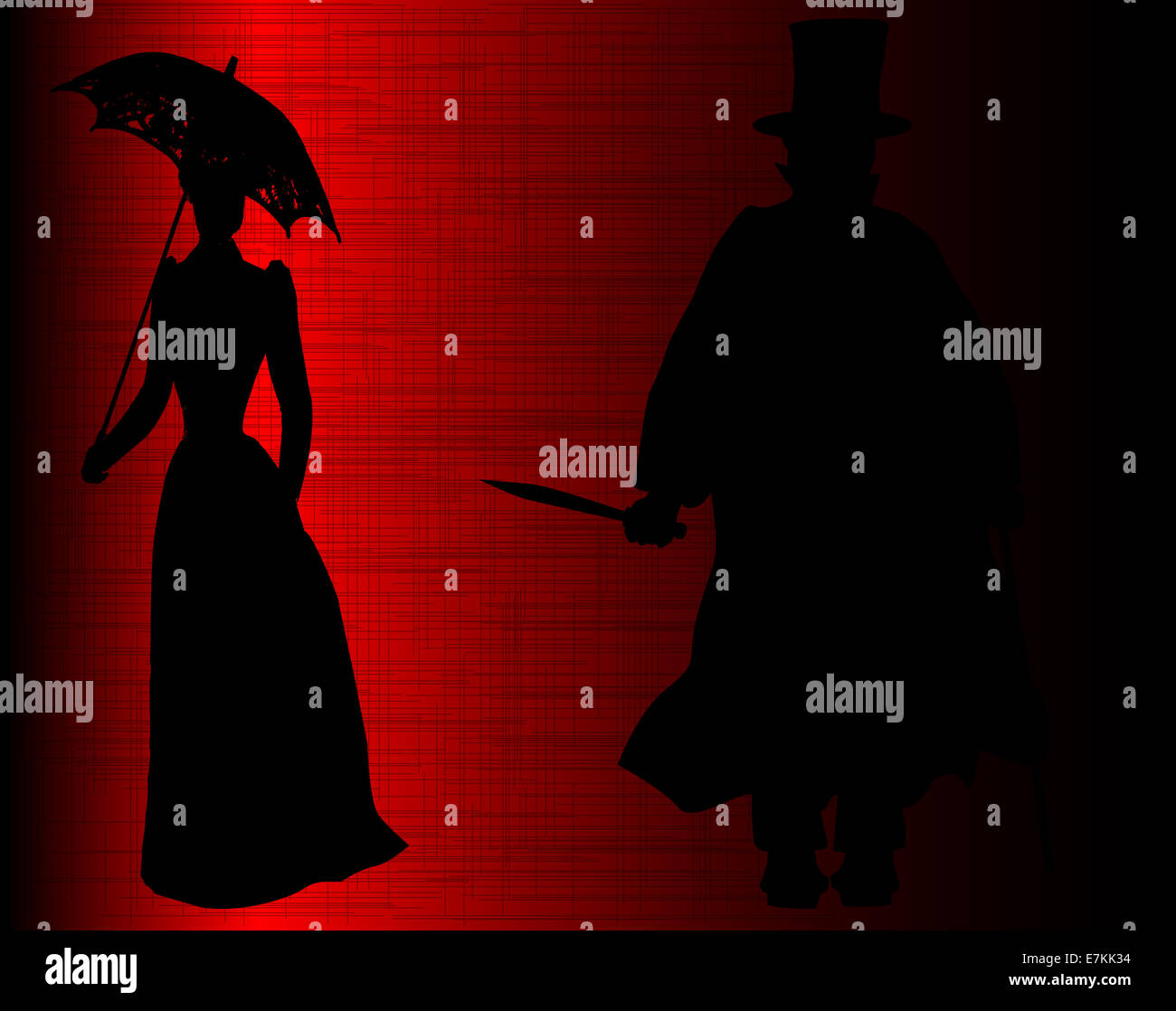 A victim of Jack the Ripper set against a dark moody red grunge ...