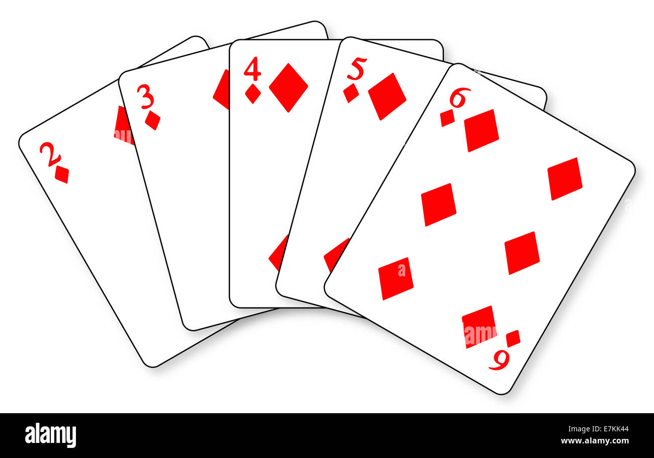 A straight flush in a hand of cards Stock Photo - Alamy