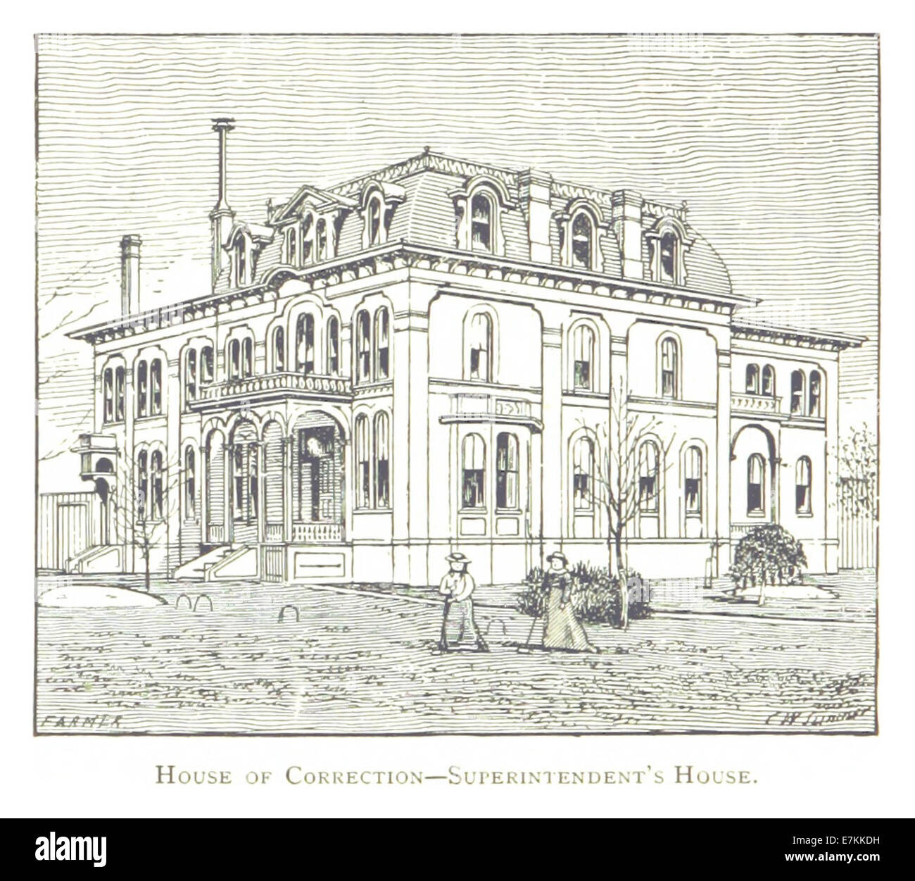 An 1884 illustration depicting the House of Correction and its ...
