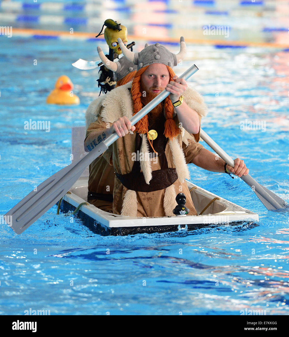Wolfsburg, Germany. 20th Sep, 2014. Two contestants in Viking outfits ...