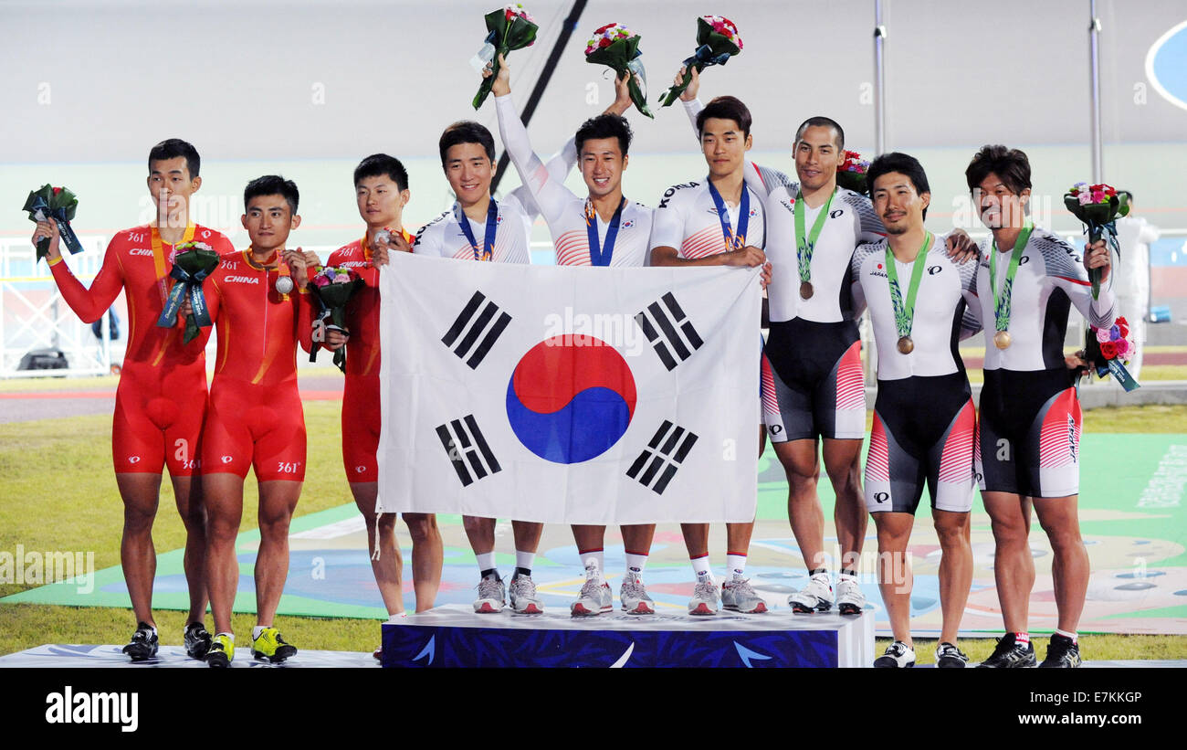 Incheon, South Korea. 20th Sep, 2014. Gold medalists cyclers of South ...