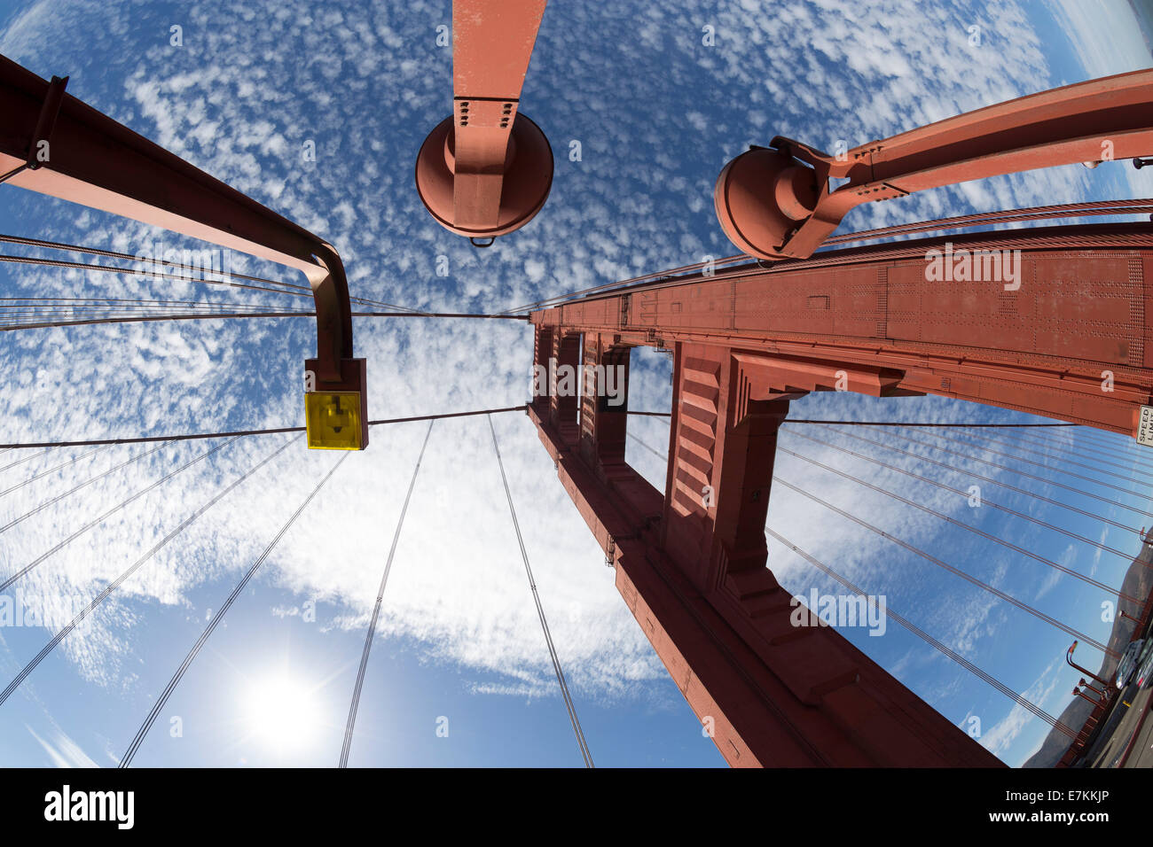 Fisheye view of the Golden Gate Bridge, San Francisco, CA Stock Photo ...