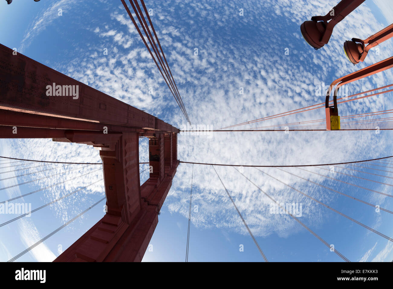 Fisheye view of the Golden Gate Bridge, San Francisco, CA Stock Photo ...