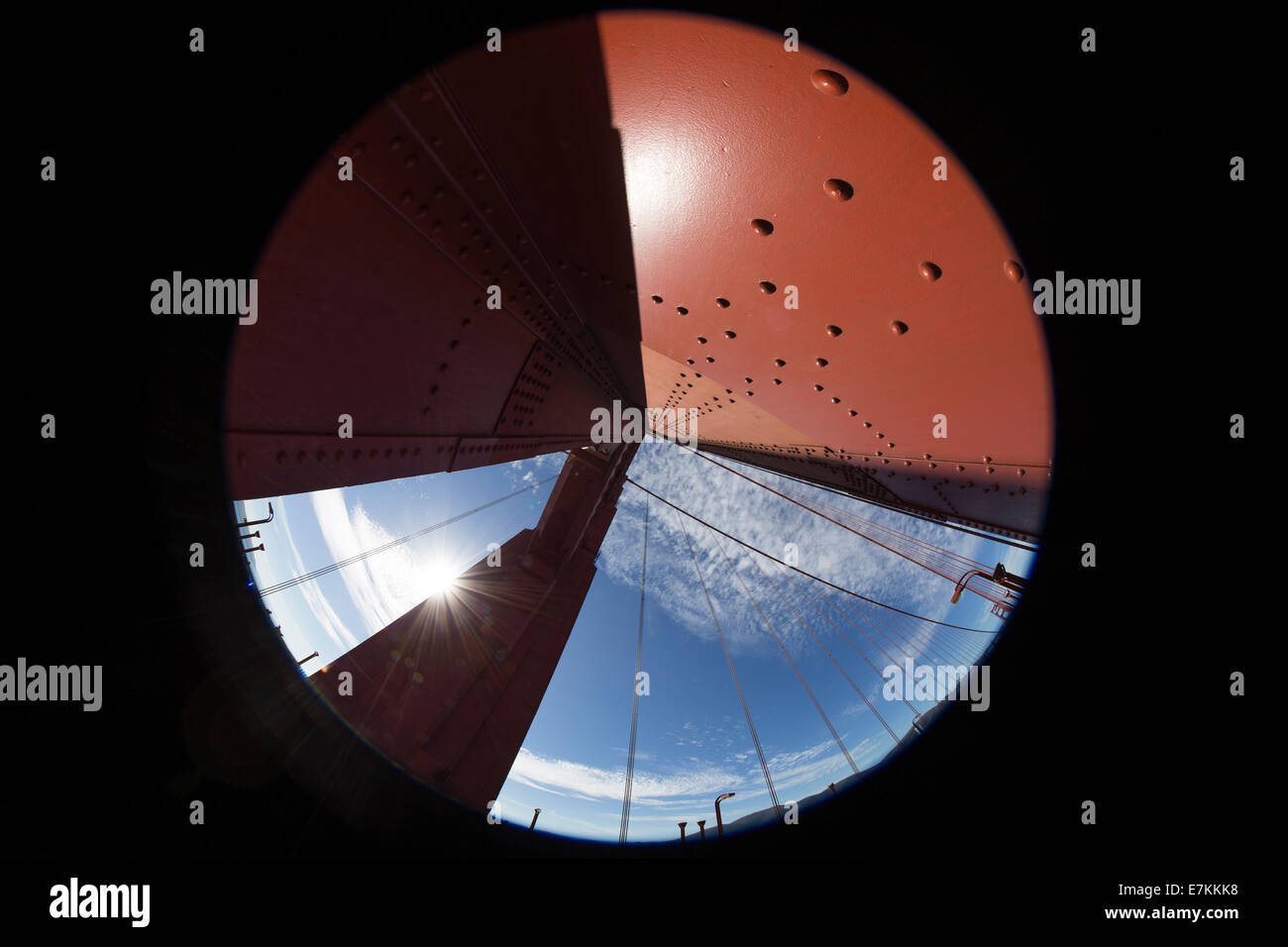Fisheye view of the Golden Gate Bridge, San Francisco, CA Stock Photo ...