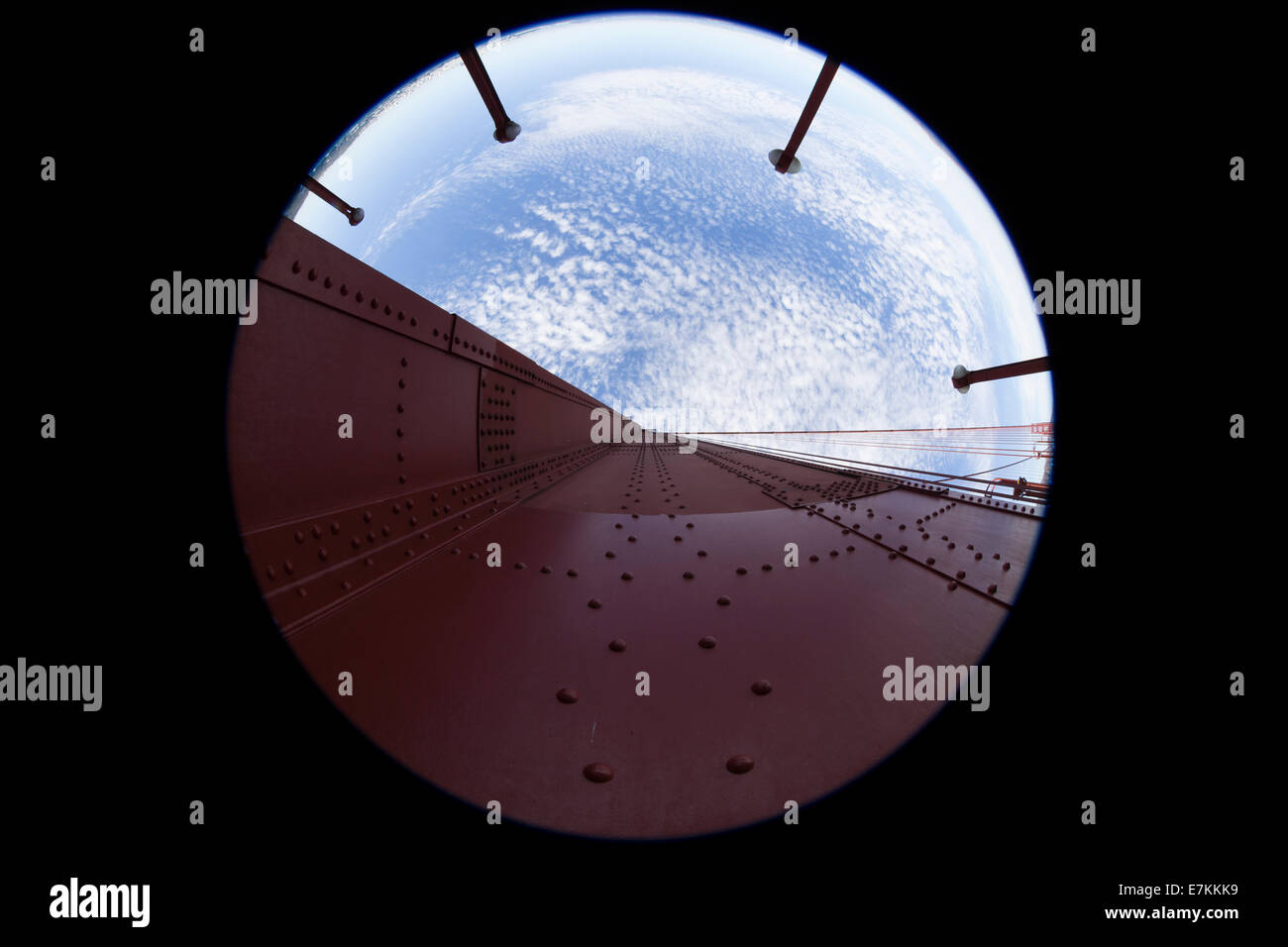 Fisheye view of the Golden Gate Bridge, San Francisco, CA Stock Photo ...