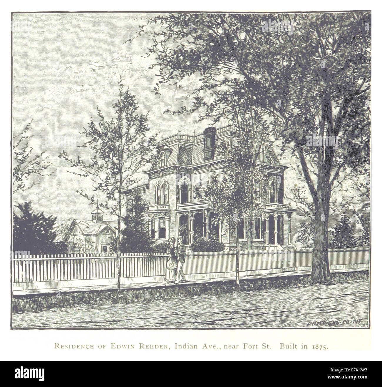 An 1884 illustration of the residence of E. Reeder, located on Indian ...