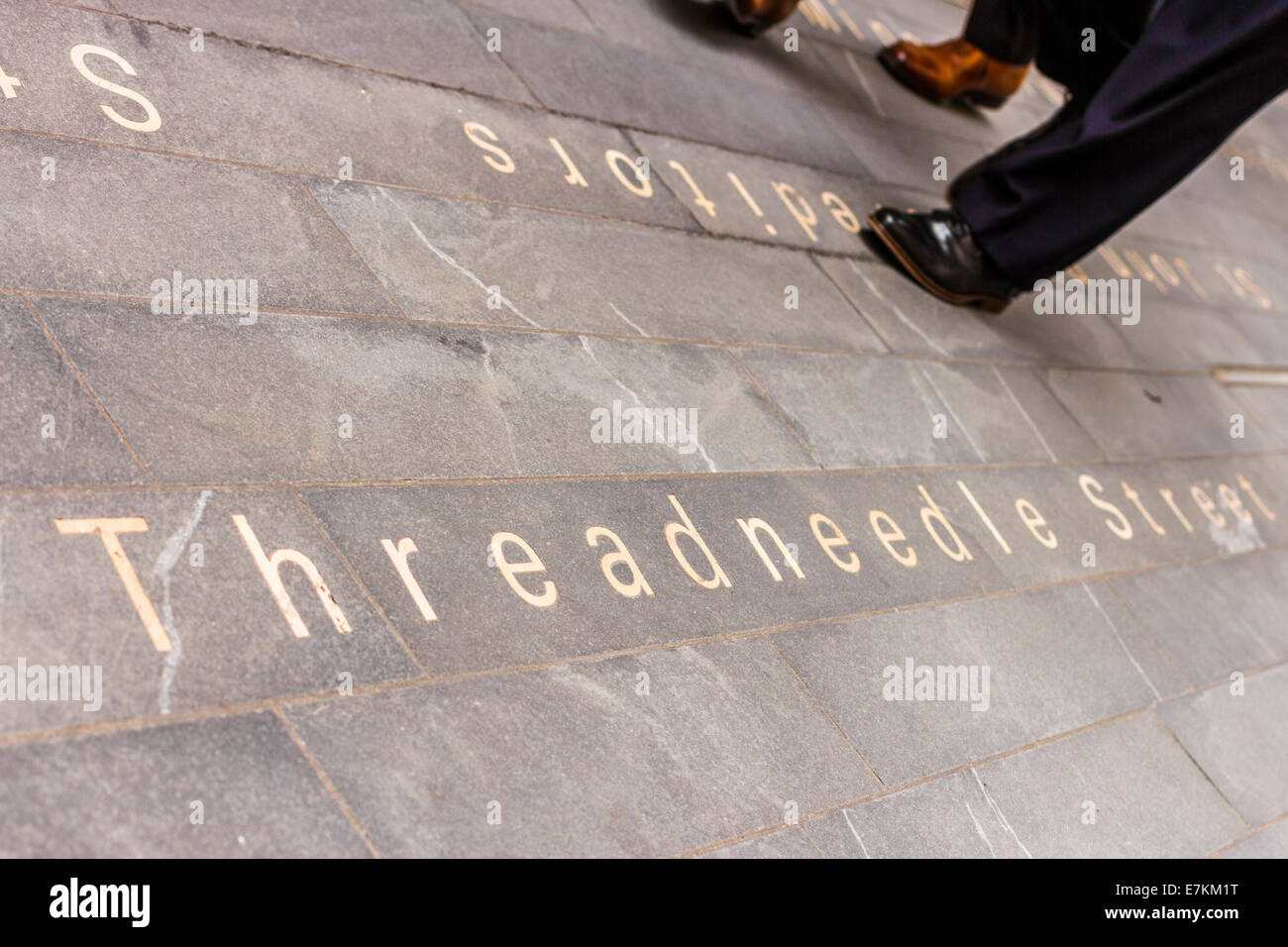 Threadneedle Street pavement name - City of London Stock Photo - Alamy