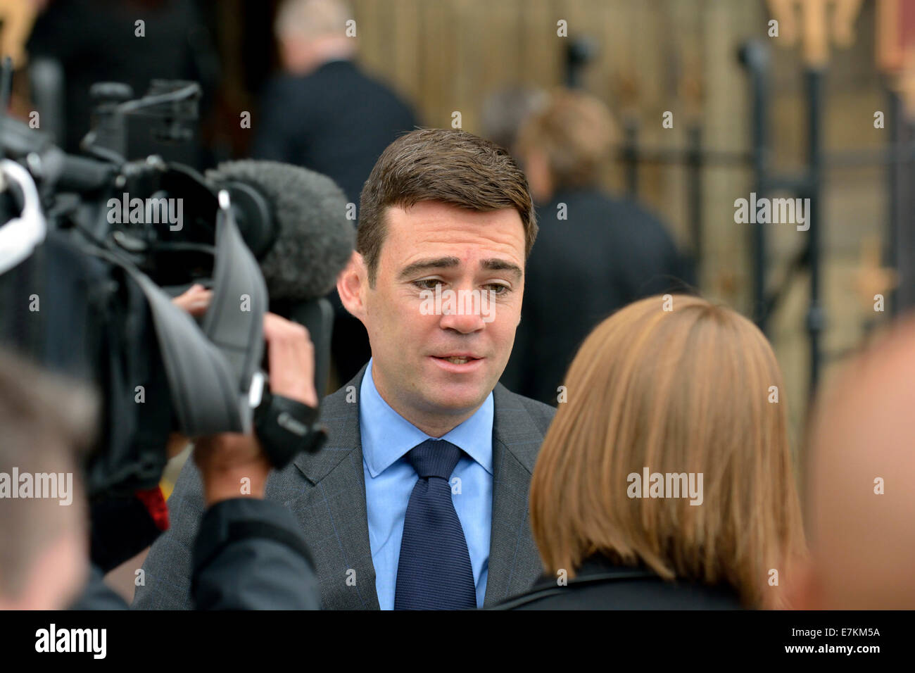 Salford, UK 20th September 2014 Andy Burnham aanswers questions at St ...