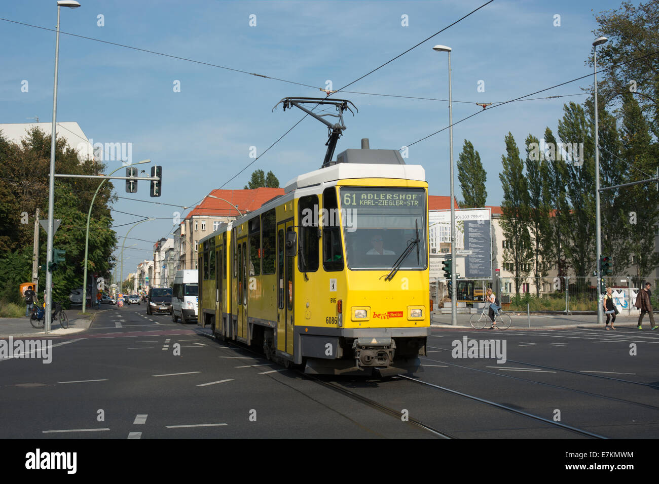 A Czech manufactured CKD Tatra KT4D tram on route 61 approaches Adelershof station Stock Photo ...