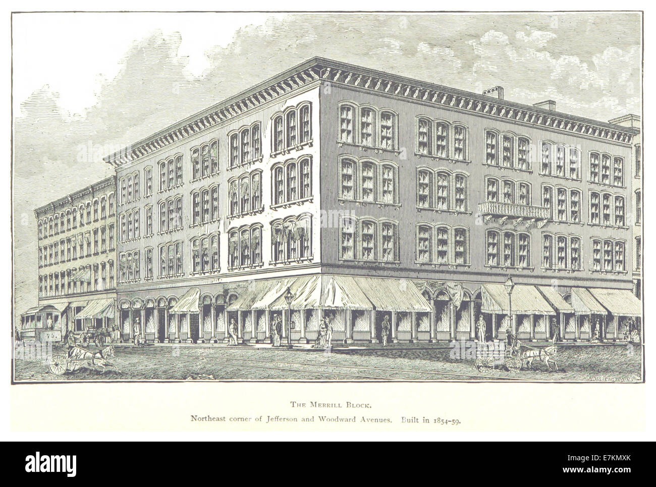 This 1884 illustration from *Farmer* depicts the Merrill Block, located ...