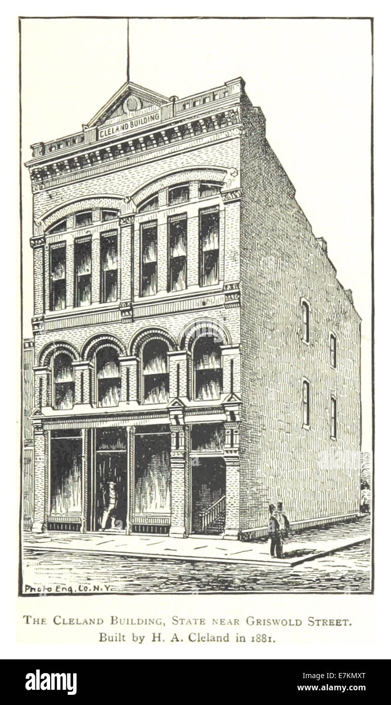An 1884 drawing showing the Cleland Building located at State near ...