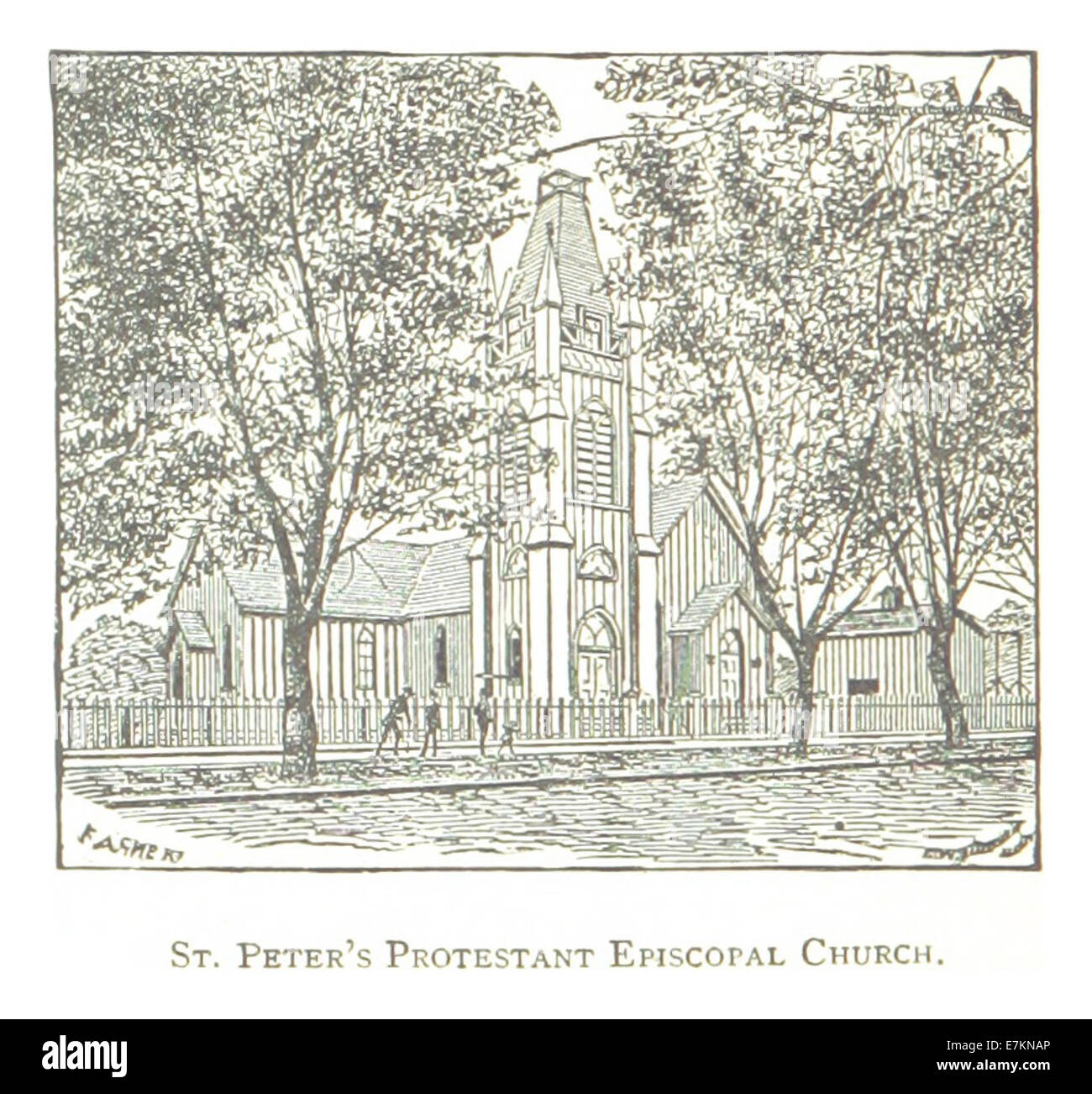An 1884 drawing by Farmer of St. Peter's Protestant Episcopal Church in ...