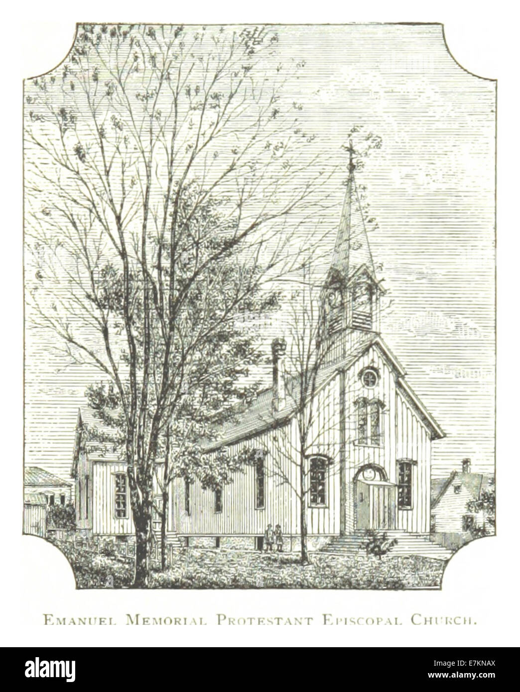 This 1884 sketch shows the Emanuel Memorial Protestant Episcopal Church ...