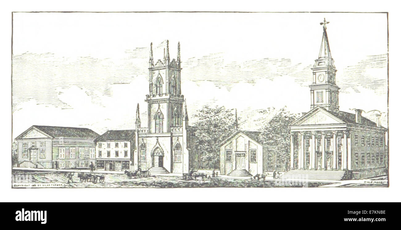 This 1884 drawing by Farmer shows a view of churches along Woodward ...