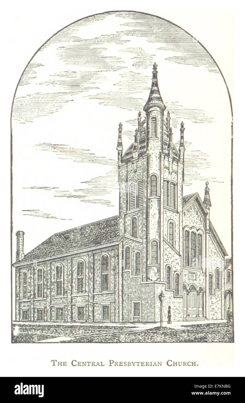 A drawing from Farmer (1884) showing the Central Presbyterian Church in ...