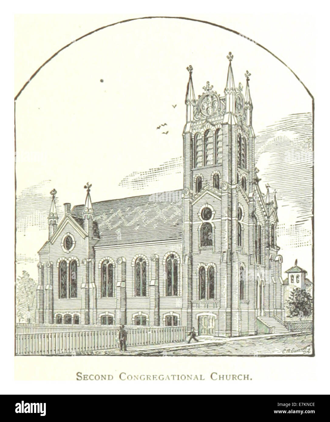 An 1884 drawing depicting the Second Congregational Church in Detroit ...