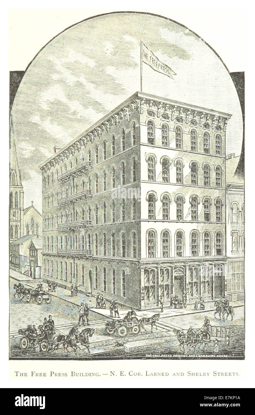 This 1884 sketch by Farmer shows The Free Press Building located at the ...
