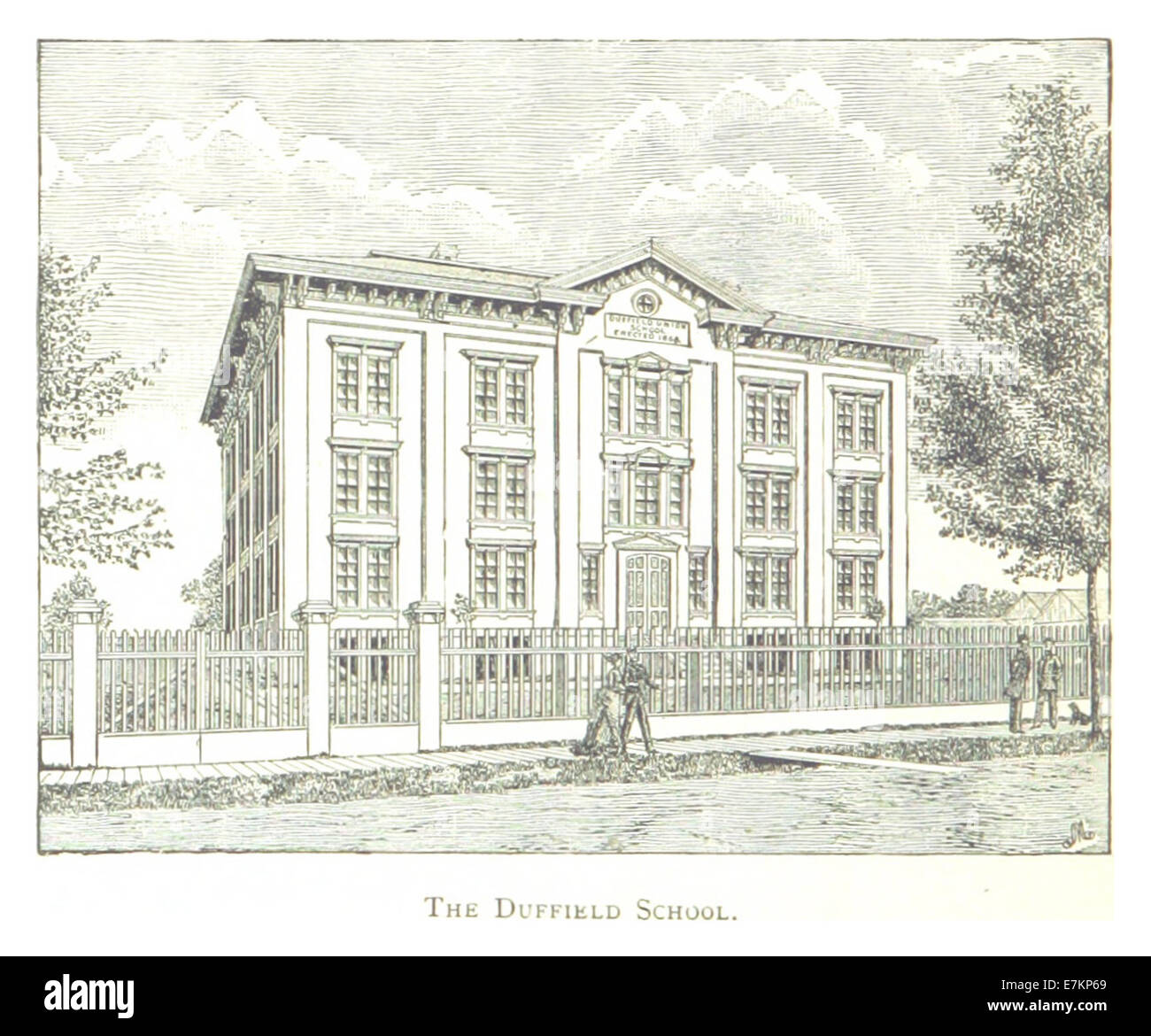 This sketch from FARMER (1884) depicts The Duffield School in Detroit ...