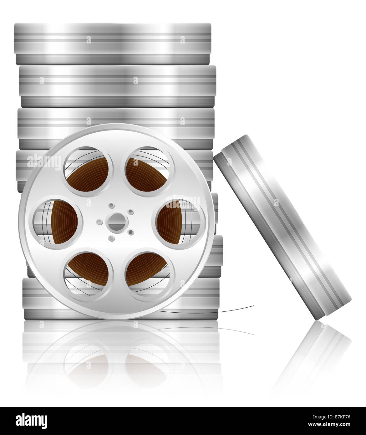 Film reel and boxes on white background. Vector illustration Stock ...