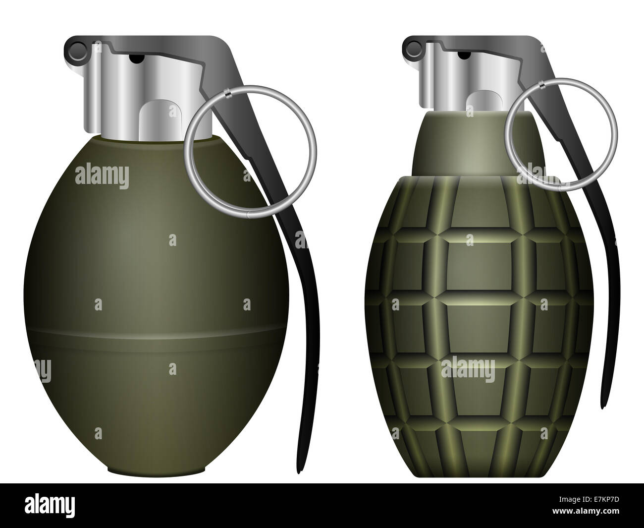 Green grenade set on a white background Stock Photo - Alamy