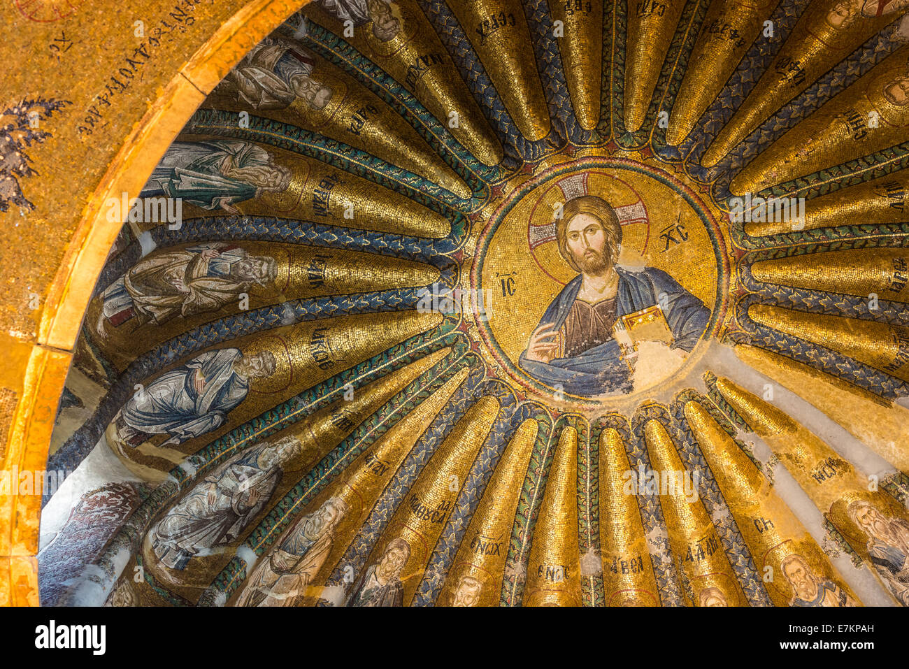 Mosaics of Jesus Christ and his disciples adorn the dome of Chora ...