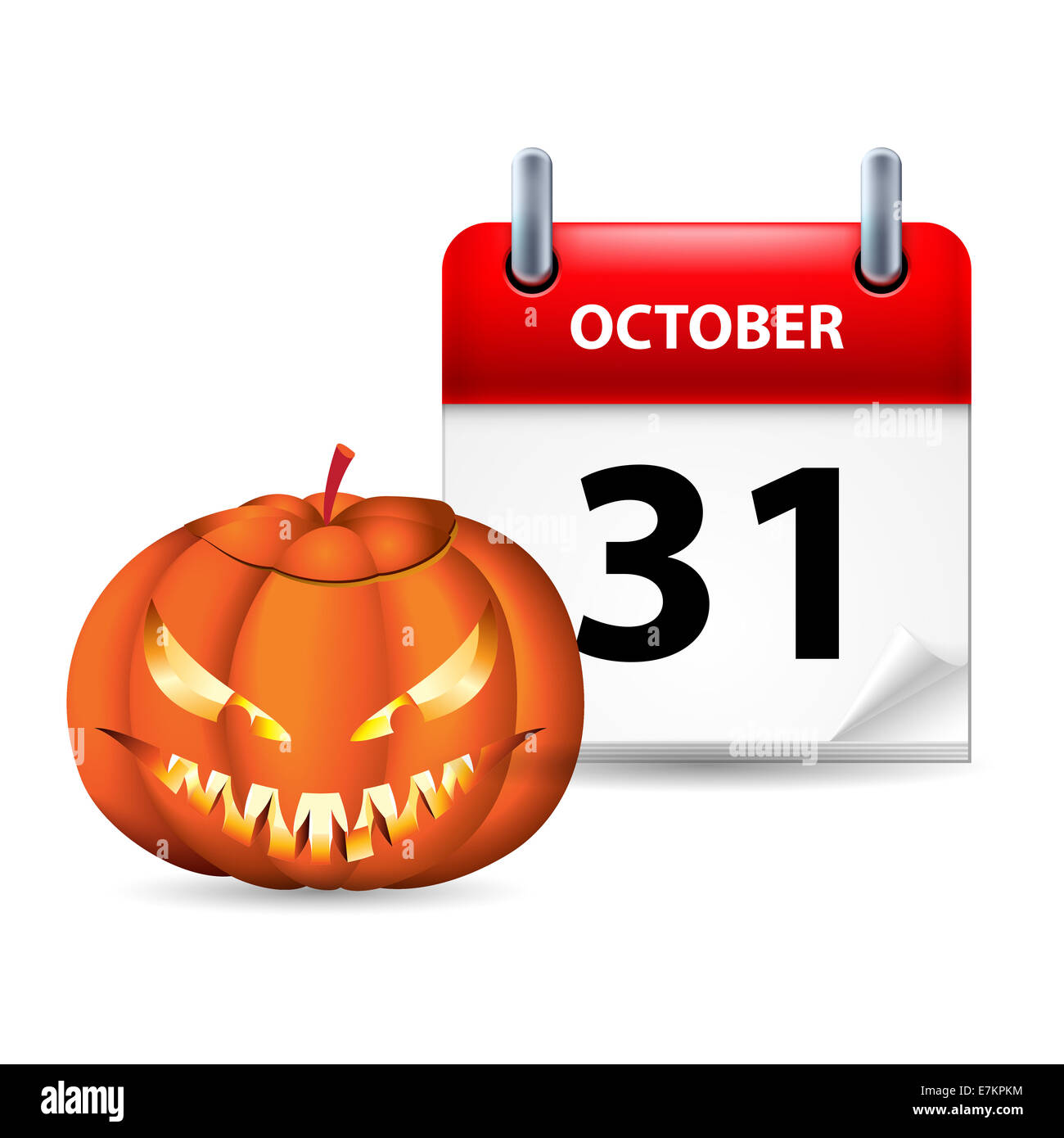 Halloween concept with spooky pumpkin and calendar on 31th of October ...